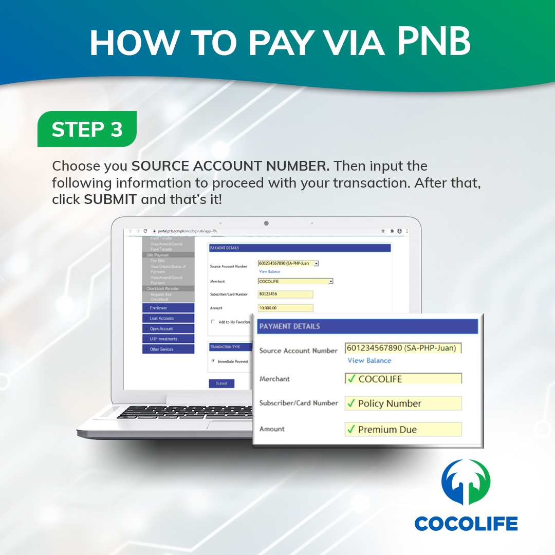 PNB Guide for Online Payment - Cocolife