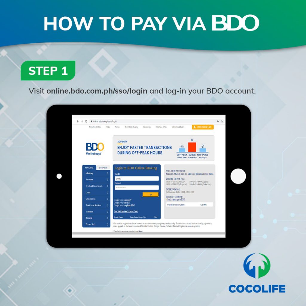 BDO Guide for Online Payment – Cocolife