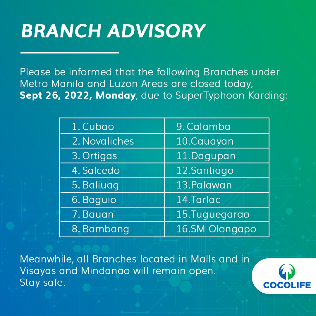 Branch Advisory – Cocolife