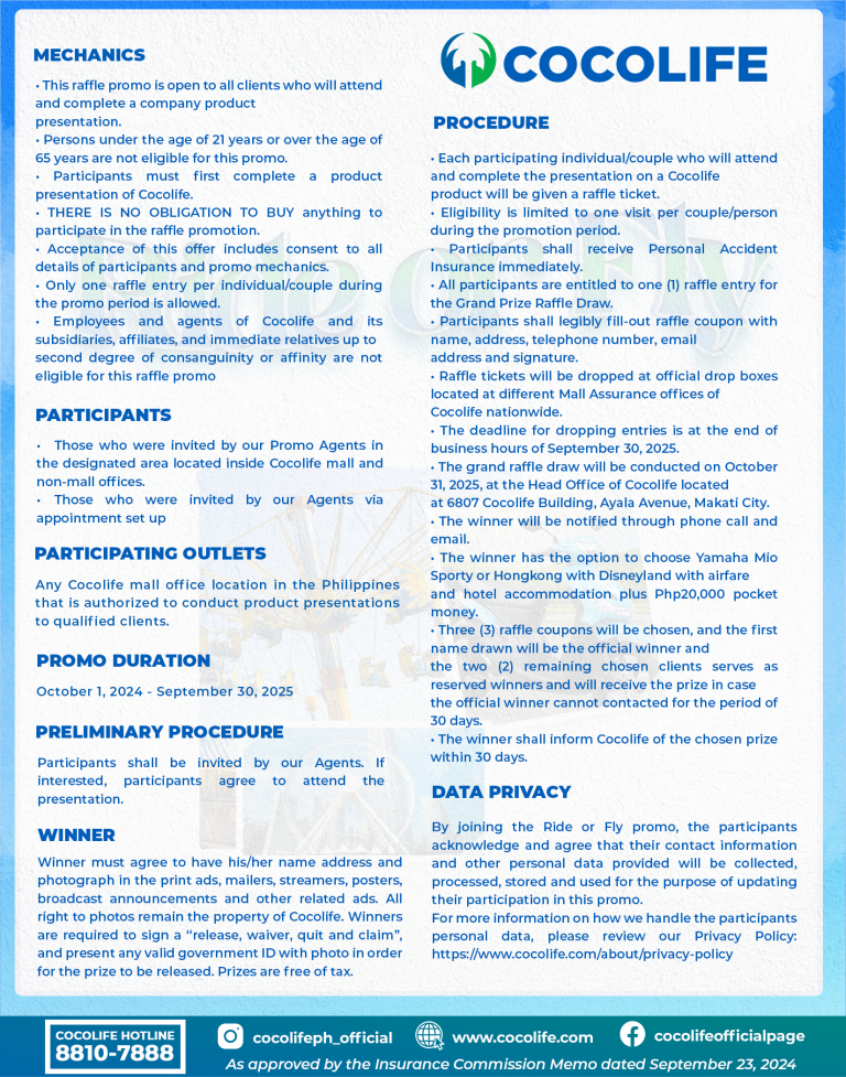 COCOLIFE “Ride or Fly” Raffle Promo: Win a Motorcycle or a Hong Kong Disneyland Trip! – Cocolife